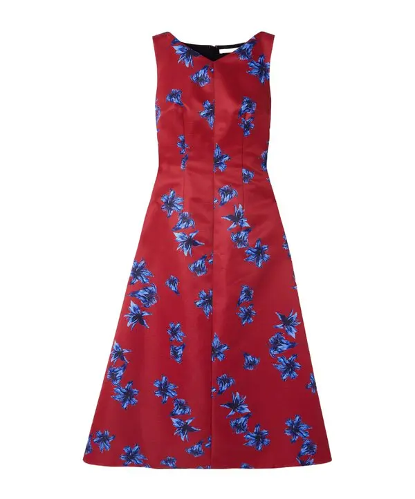 EMILIA WICKSTEAD Floral-print Faille Midi Dress - Red