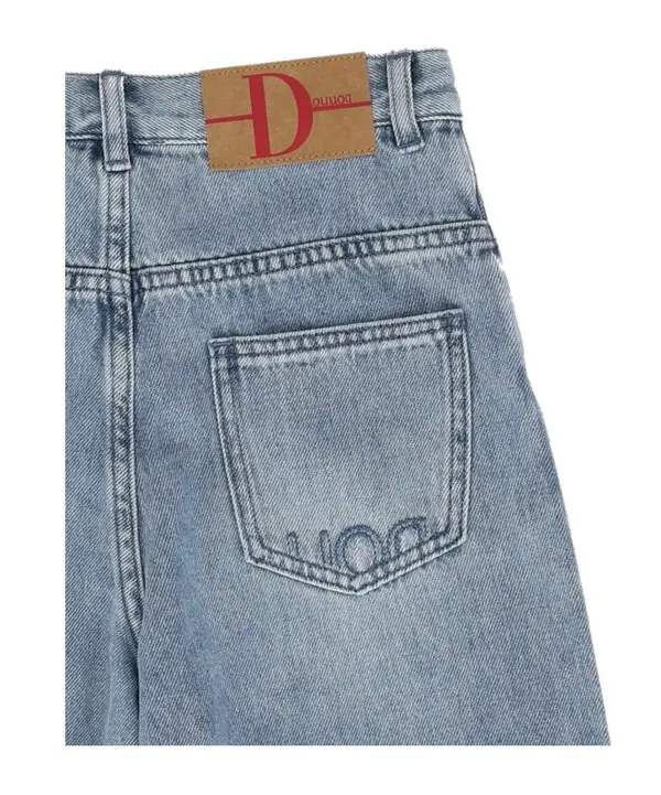 DOUUOD Faded Raw-cut Jeans