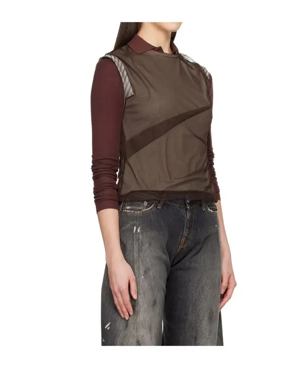 Andersson Bell Layered Mesh Pleated Top