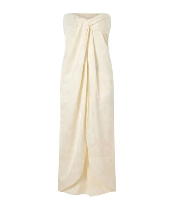 Johanna Ortiz Strapless Satin-jacquard Top - Nude