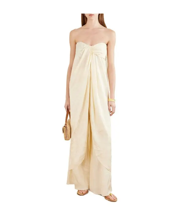 Johanna Ortiz Strapless Satin-jacquard Top