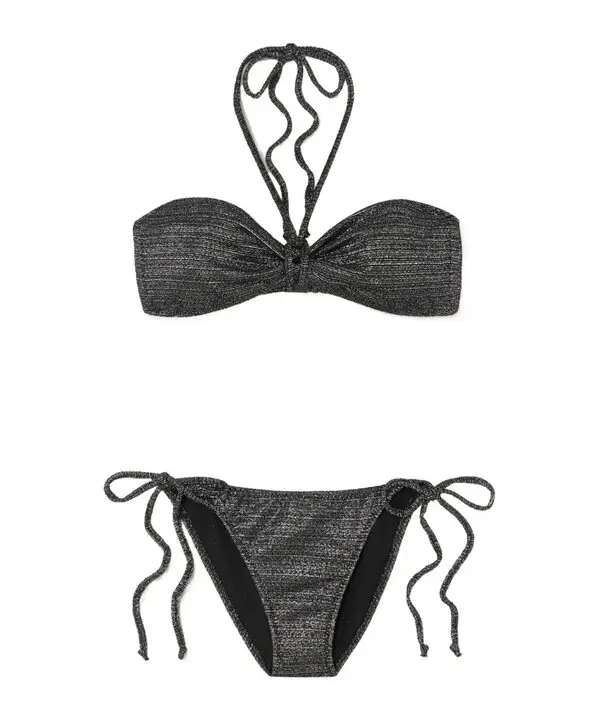 Lisa Marie Fernandez Metallic Jacquard Halter Bikini - No