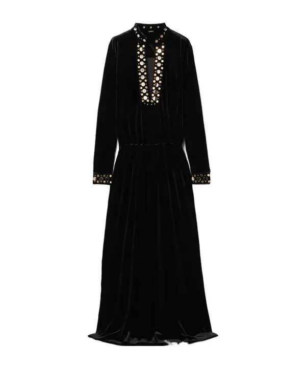 Dodo Bar Or Velvet Maxi Dress With Stud Embellishments