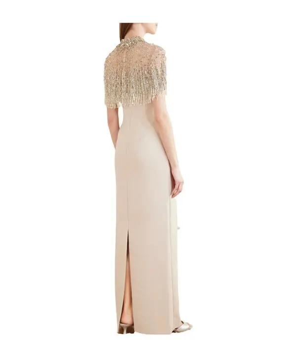 Jenny Packham Embellished Cape Effect Gown