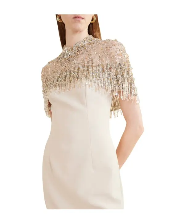 Jenny Packham Embellished Cape Effect Gown