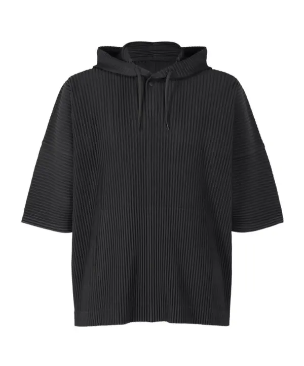 Issey Miyake Pleated Hoodie - Black