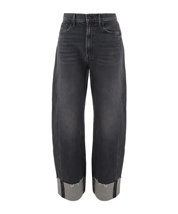 MOTHER Wide-leg Cuffed Jeans With Raw Edge Hem
