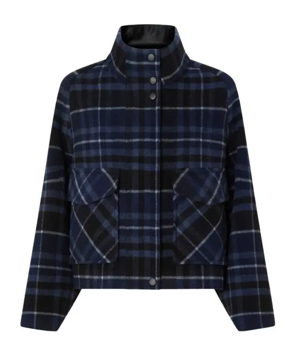 Pinko Cropped Check Coat