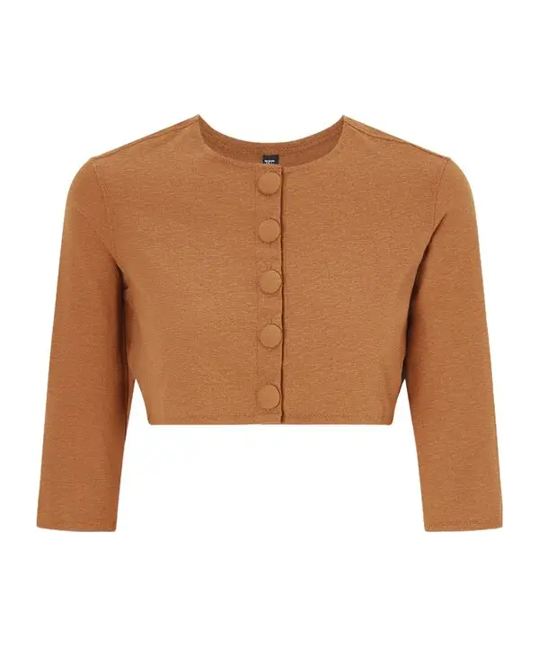 Lisa Marie Fernandez Cropped Stretch-jersey Cardigan - Brown