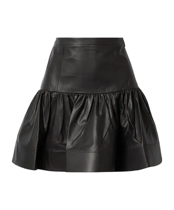 JASON WU Ruffled Tiered Leather Mini Skirt