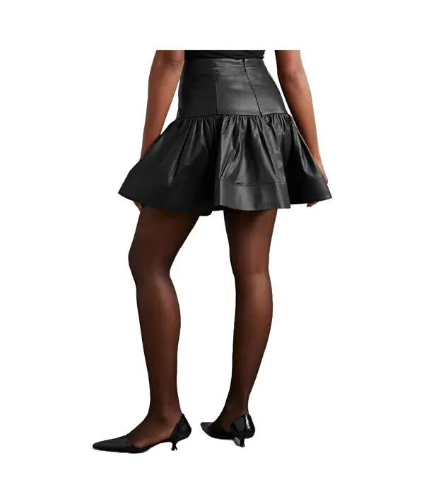 JASON WU Ruffled Tiered Leather Mini Skirt