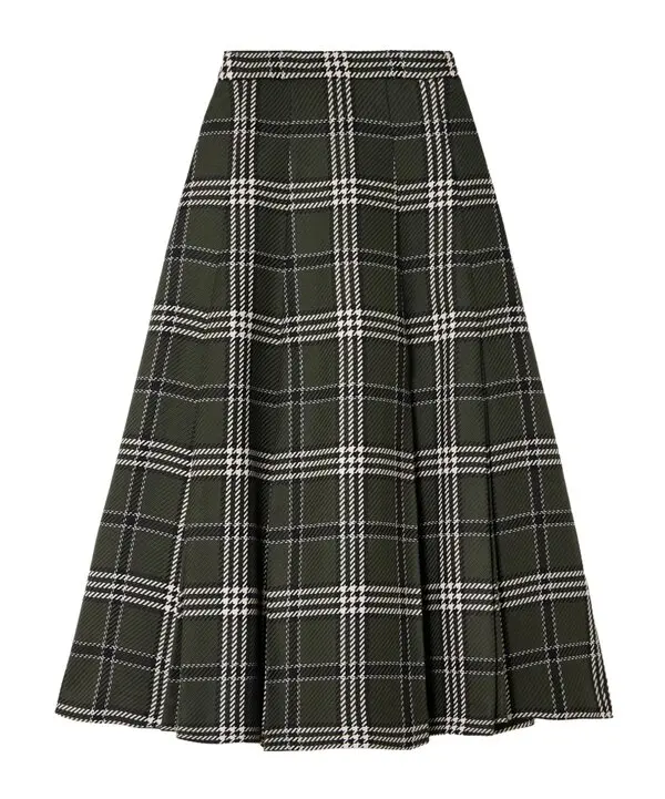 EMILIA WICKSTEAD Kensie Checked Wool-blend Midi Skirt