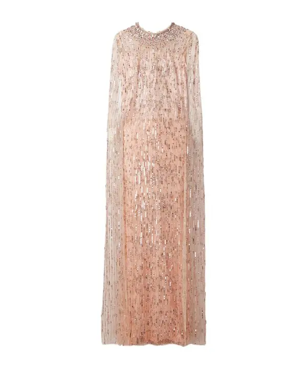 Jenny Packham Sequin Embellished Maxi Dress - Nude