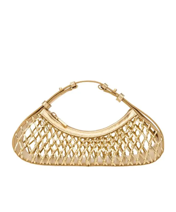 Cult Gaia Curved Woven Handle Clutch Bag - Nude
