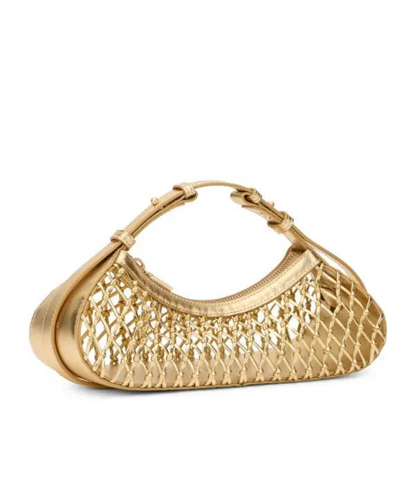 Cult Gaia Curved Woven Handle Clutch Bag