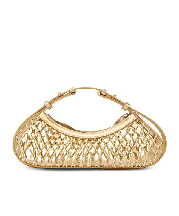 Cult Gaia Curved Woven Handle Clutch Bag