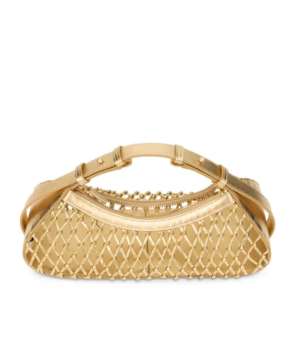 Cult Gaia Curved Woven Handle Clutch Bag