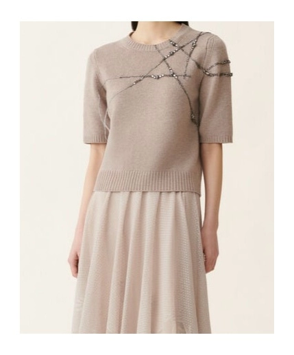 Fabiana Filippi Embellished Short Sleeve Knitted Top
