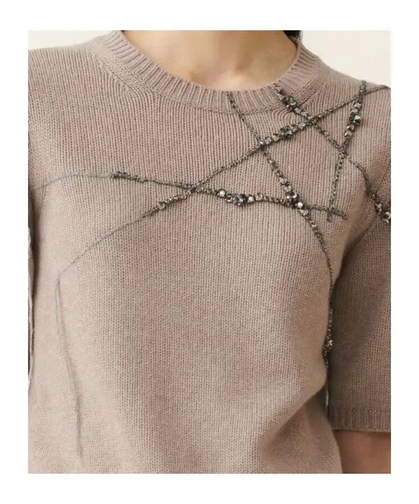 Fabiana Filippi Embellished Short Sleeve Knitted Top