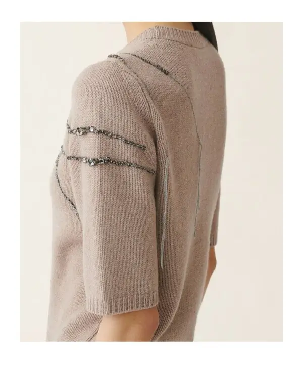 Fabiana Filippi Embellished Short Sleeve Knitted Top