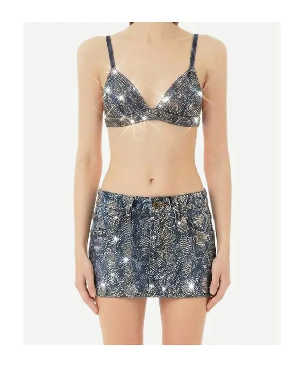 Liu Jo Rhinestone-embellished Denim Bra