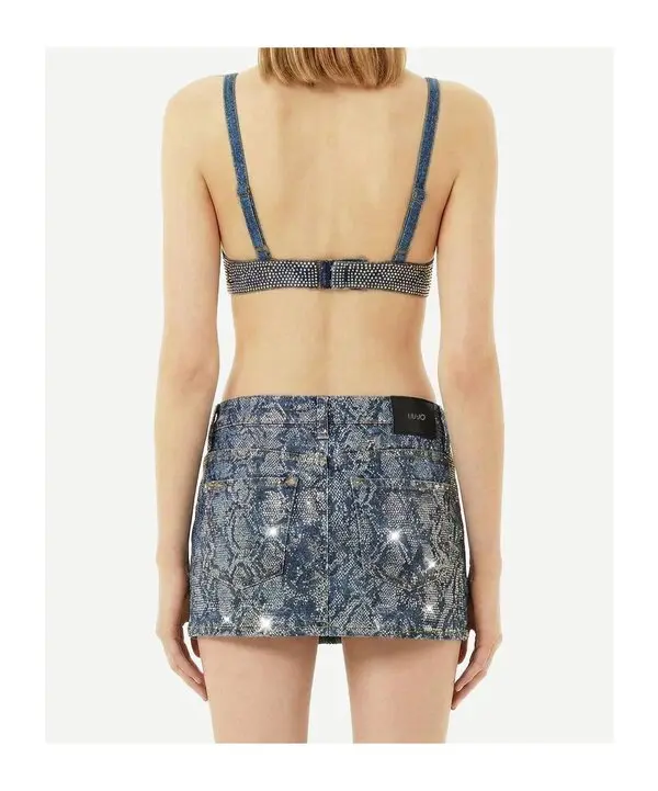Liu Jo Rhinestone-embellished Denim Bra