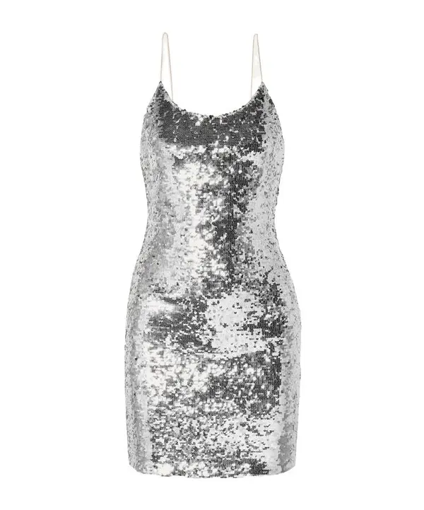 ALICEOLIVIA Sequined Tulle Mini Dress