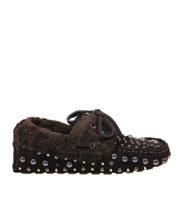 STRATEGIA R54 Studded Shearling Moccasins