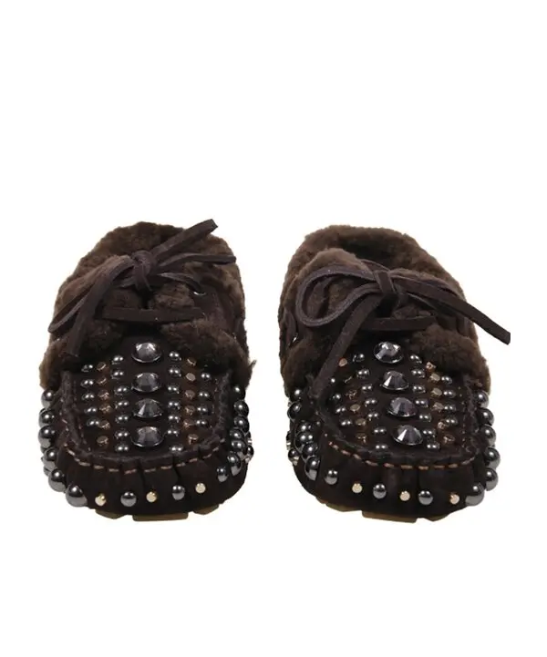STRATEGIA R54 Studded Shearling Moccasins