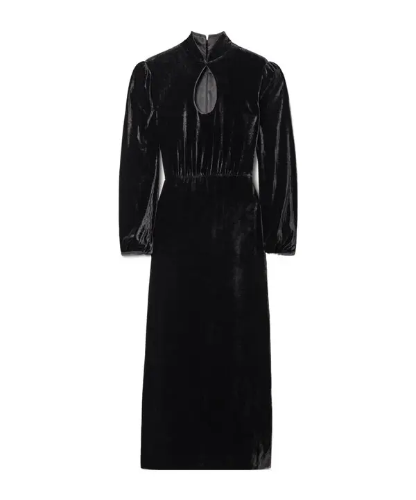 Saloni Velvet Turtleneck Midi Dress