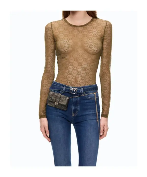 Pinko Monogram-lace Long-sleeve Top