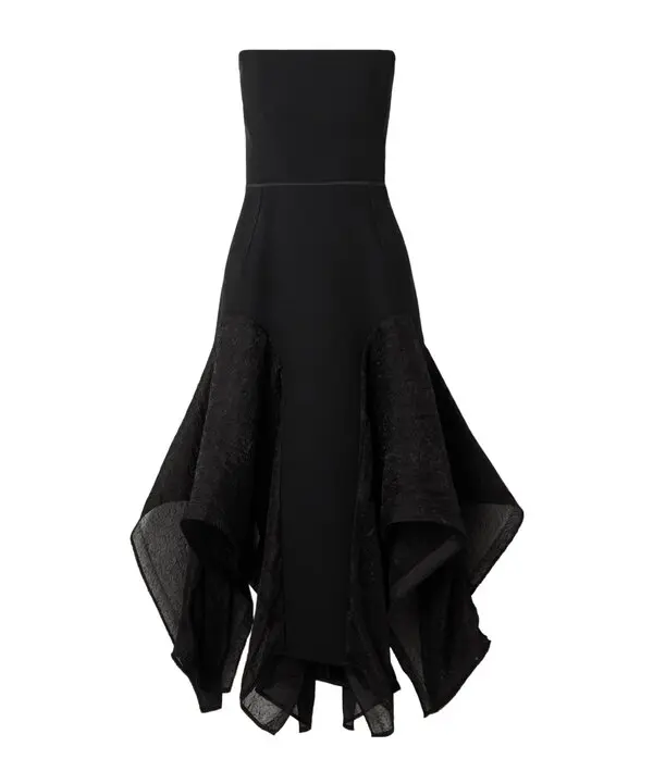 Maticevski Asymmetric Crepe And Crinkled-organza Dress - Black