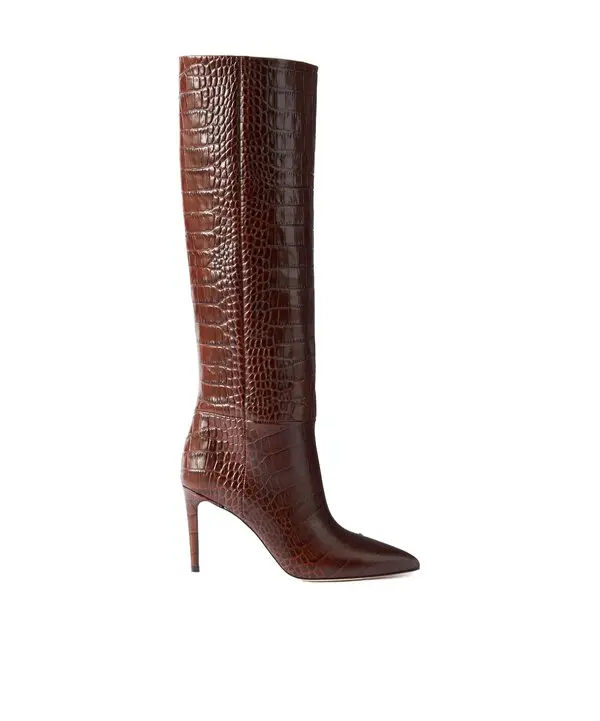 Paris Texas Stiletto 85 Croc-effect Leather Knee Boots