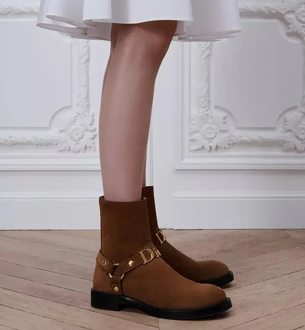 Dior Bolt Ankle Boots With Gold-finish Signature