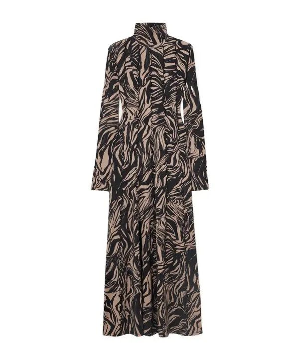 Proenza Schouler Printed Jersey Turtleneck Maxi Dress