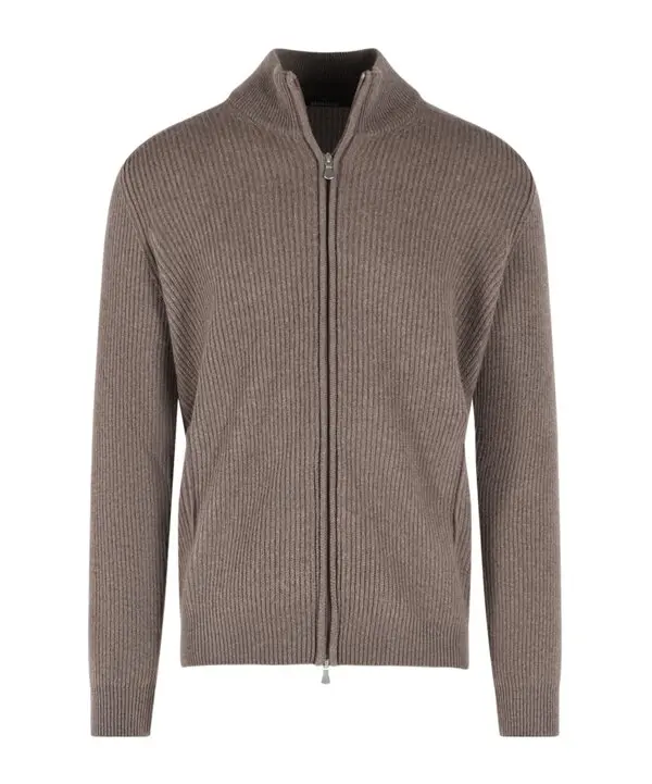 GRAN SASSO Long-sleeve Zip-up Cardigan - Brown