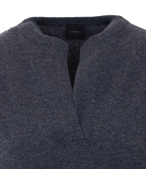 Pinko Short-sleeve V-neck Sweater - Dark Grey