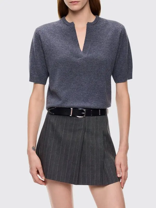 Pinko Short-sleeve V-neck Sweater - Dark Grey