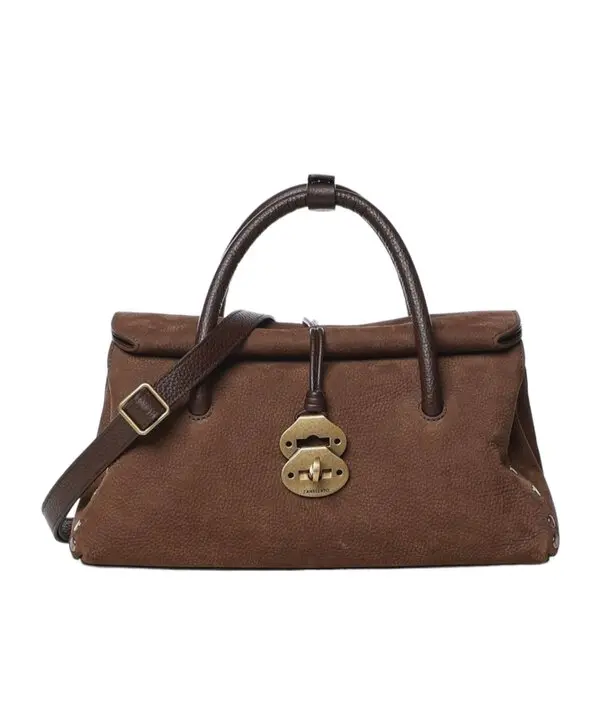 ZANELLATO Logo Engraved Twist Lock Small Handbag - Brown