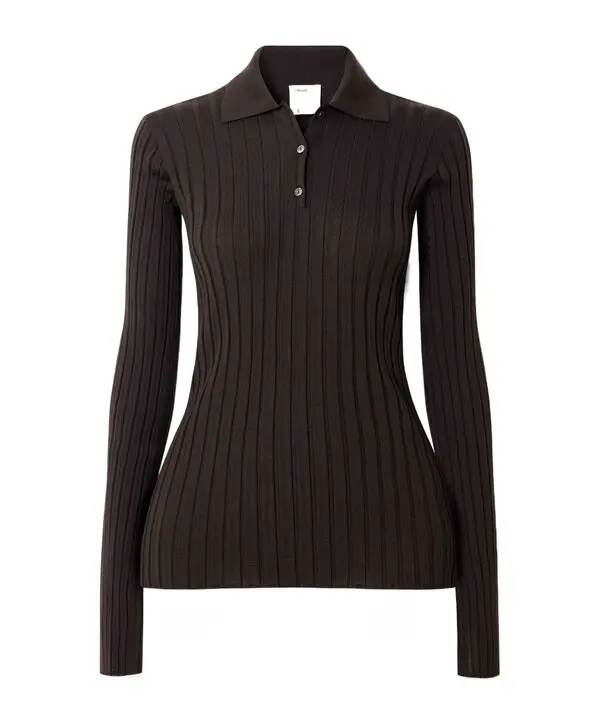 Calvin Klein Amber Ribbed Wool Polo Sweater - Black
