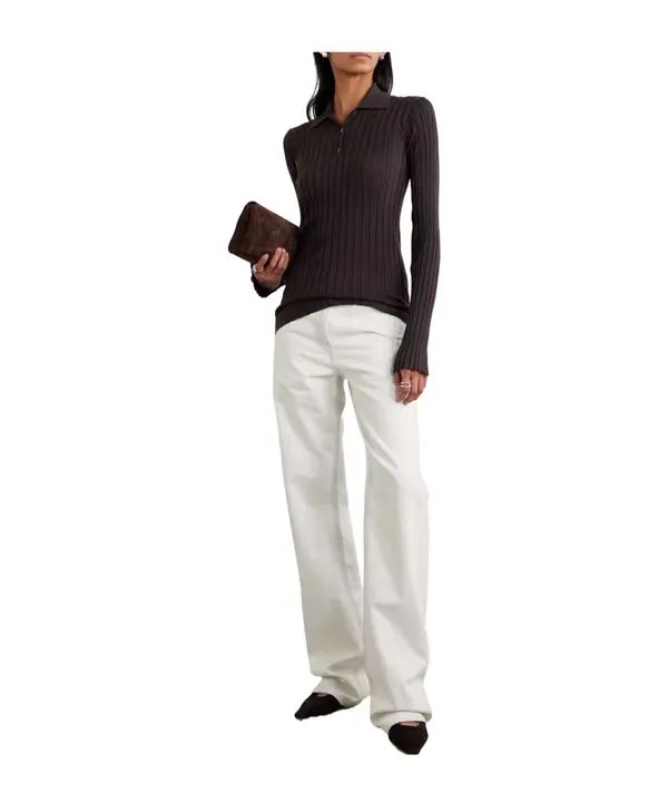 Calvin Klein Amber Ribbed Wool Polo Sweater