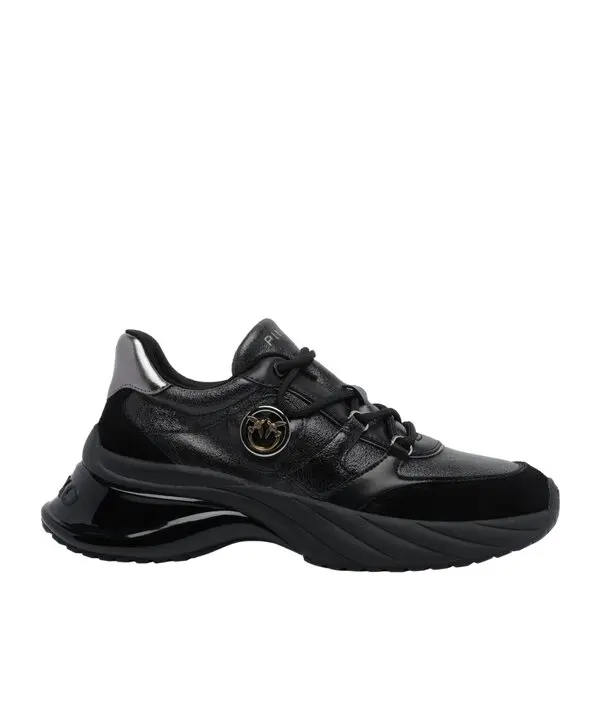 Pinko Lace-up Round Toe Sneakers - Black