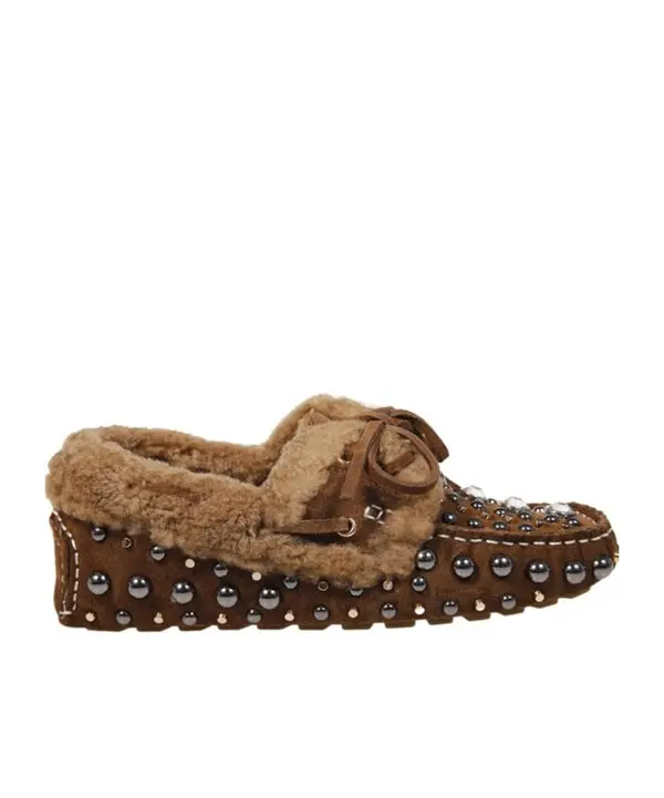 STRATEGIA R54 Studded Shearling Moccasins