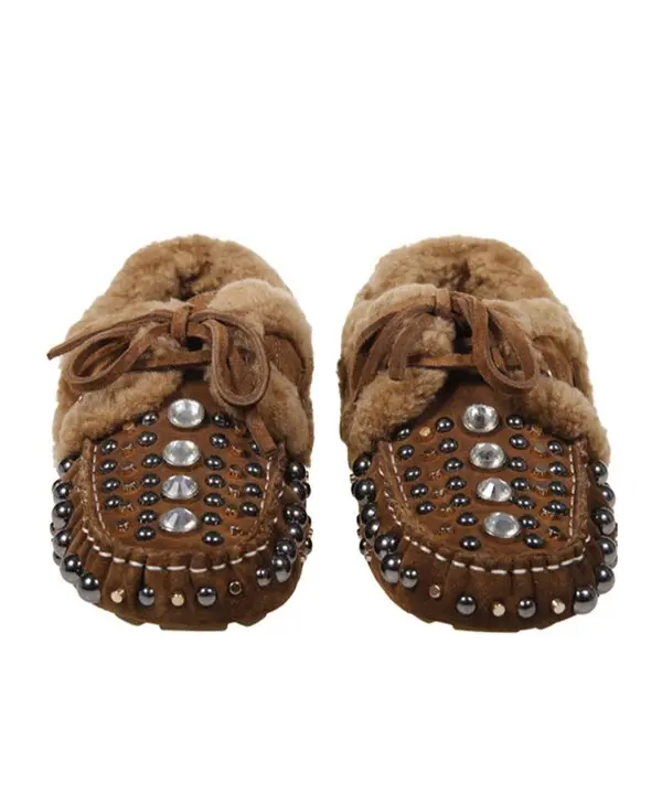 STRATEGIA R54 Studded Shearling Moccasins
