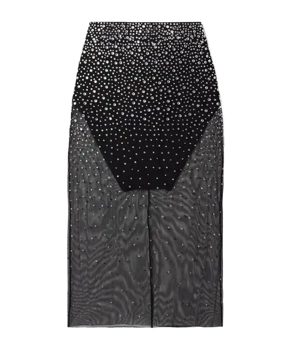 Alex Perry Crystal-embellished Tulle Skirt