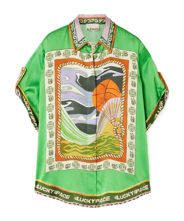 ALEMAIS Lucky Pace Printed Silk-satin Shirt - No