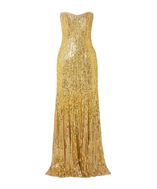Jenny Packham Sarai Strapless Sequined Gown - No