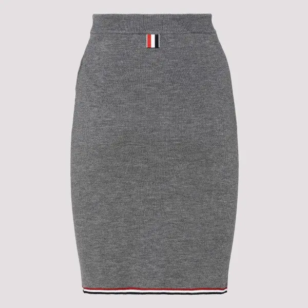 Thom Browne Ribbed Pencil Skirt With Striped Trim