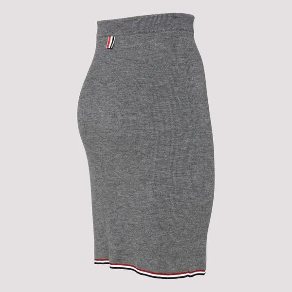 Thom Browne Ribbed Pencil Skirt With Striped Trim