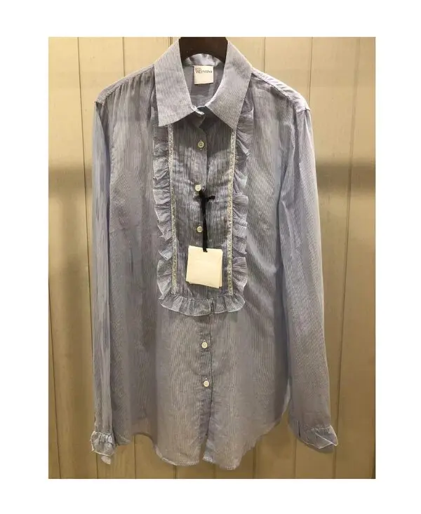 Red Valentino Striped Ruffle Front Shirt